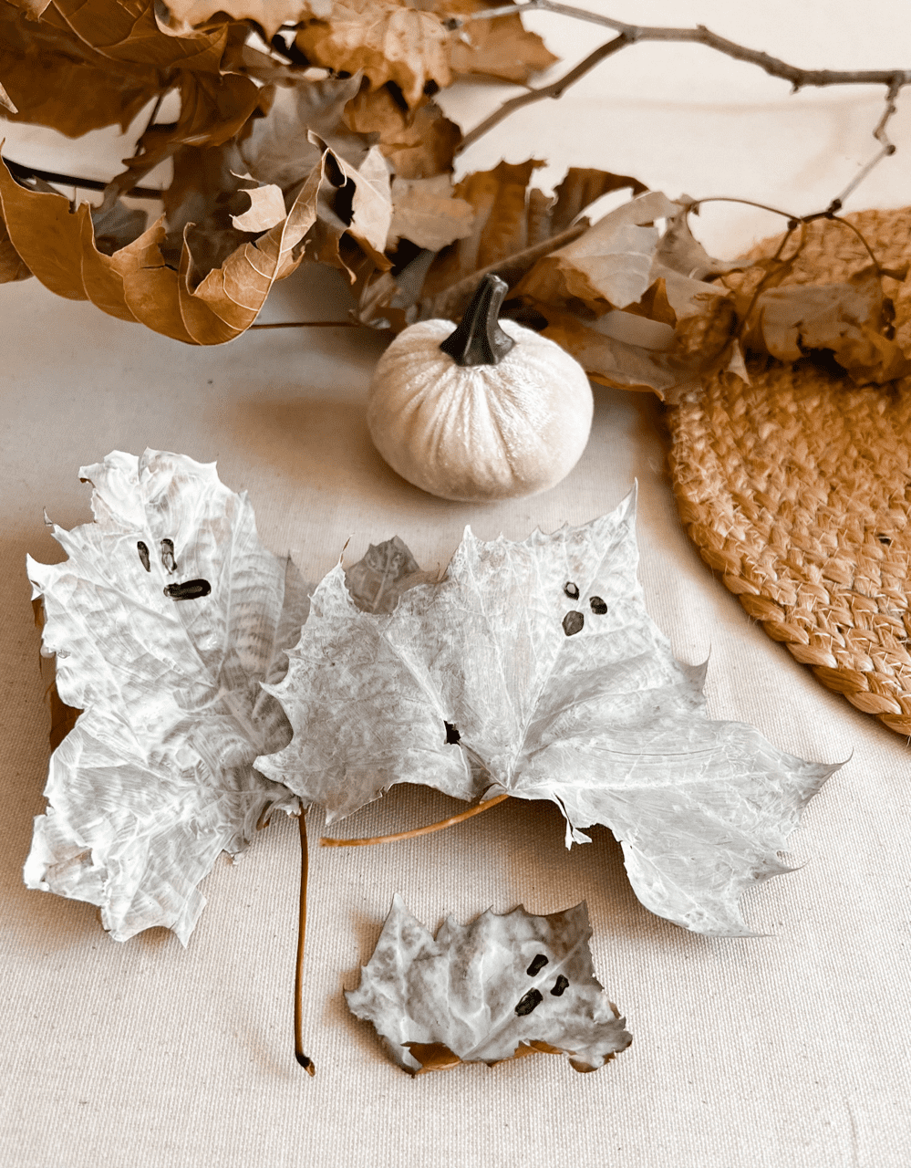 Simple DIY Ghost Leaves | Kids Craft + Home Decor